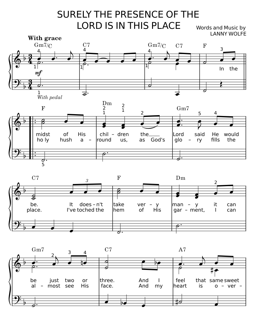 Surely The Presence Of The Lord Is In This Place - The Lanny Wolfe Trio ...