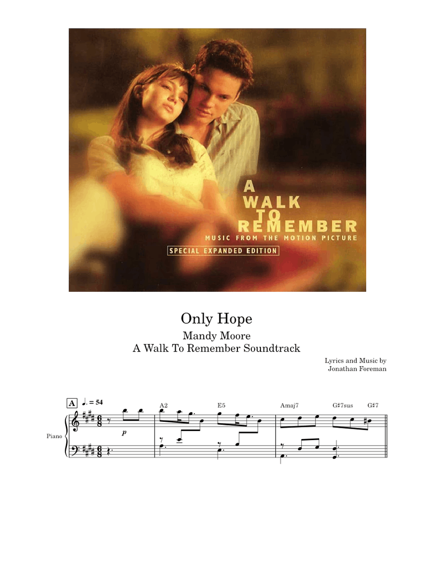 Only Hope - Mandy Moore Sheet music for Piano, Vocals (Piano-Voice ...
