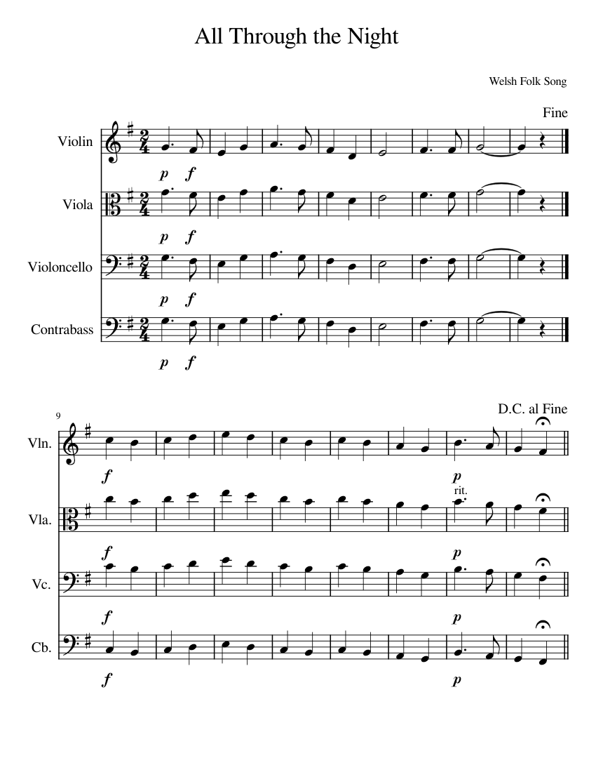 All Through The Night – Welsh Folk Song All Through the Night.mscz ...