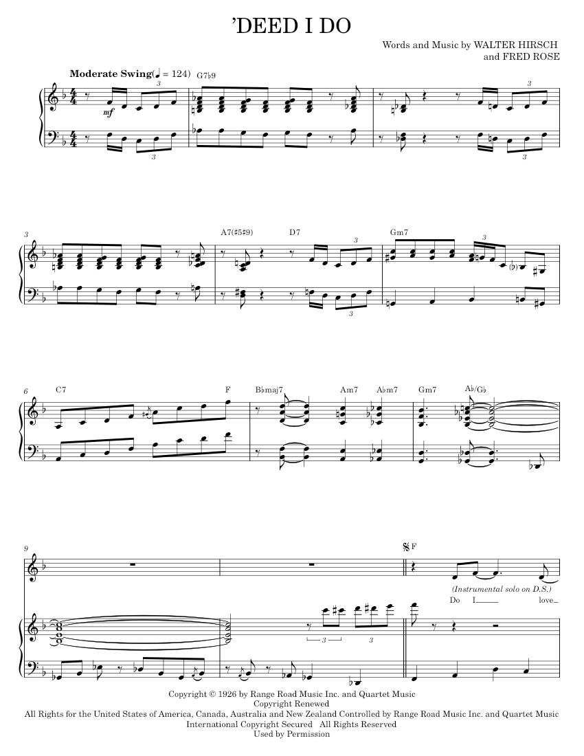 Play Official version of 'Deed I Do Sheet Music by Diana Krall, Walter ...