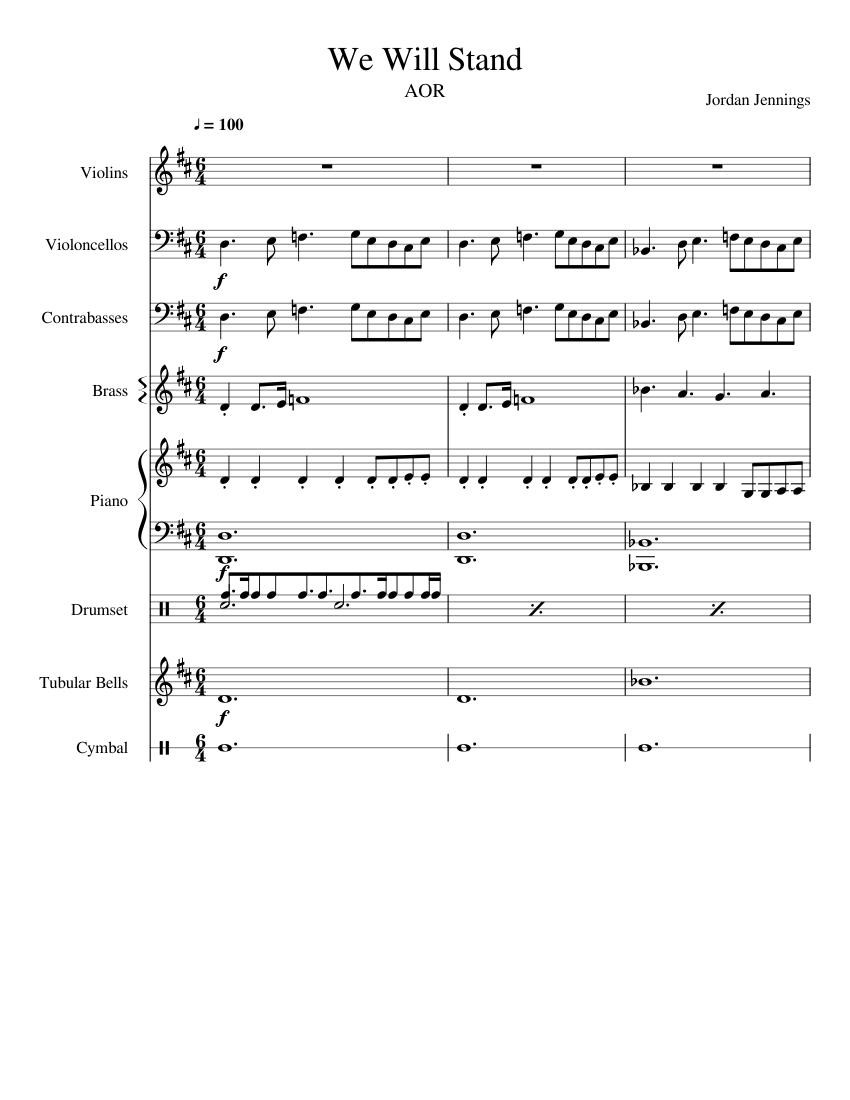 We Will Stand Sheet music for Piano, Drum Group, Strings Group, Crash ...