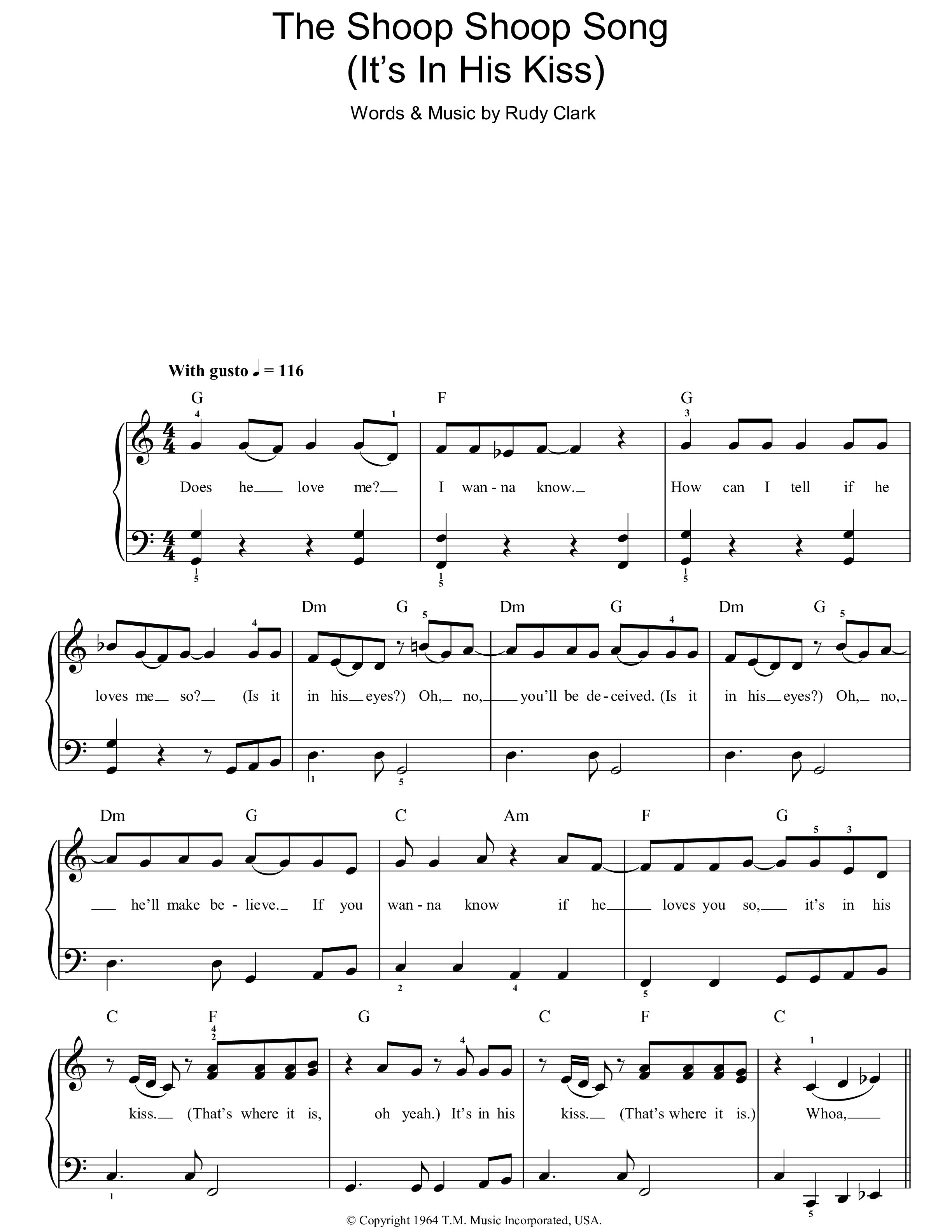 Play Official version of The shoop shoop song sheet music by Cher for ...