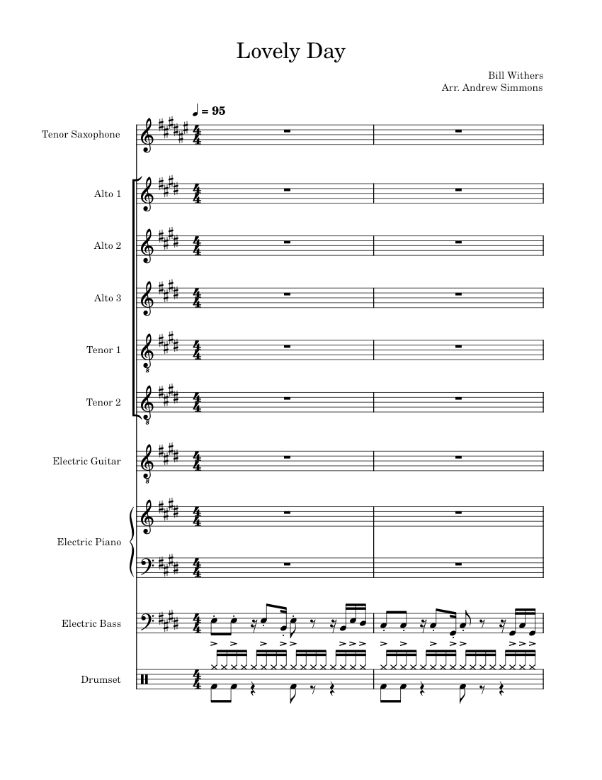 Lovely Day - Bill Withers Sheet music for Piano, Alto, Tenor, Saxophone ...