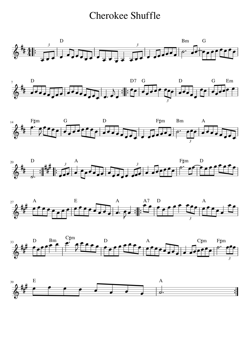 Cherokee Shuffle Sheet Music for Piano (Solo) Easy | MuseScore.com