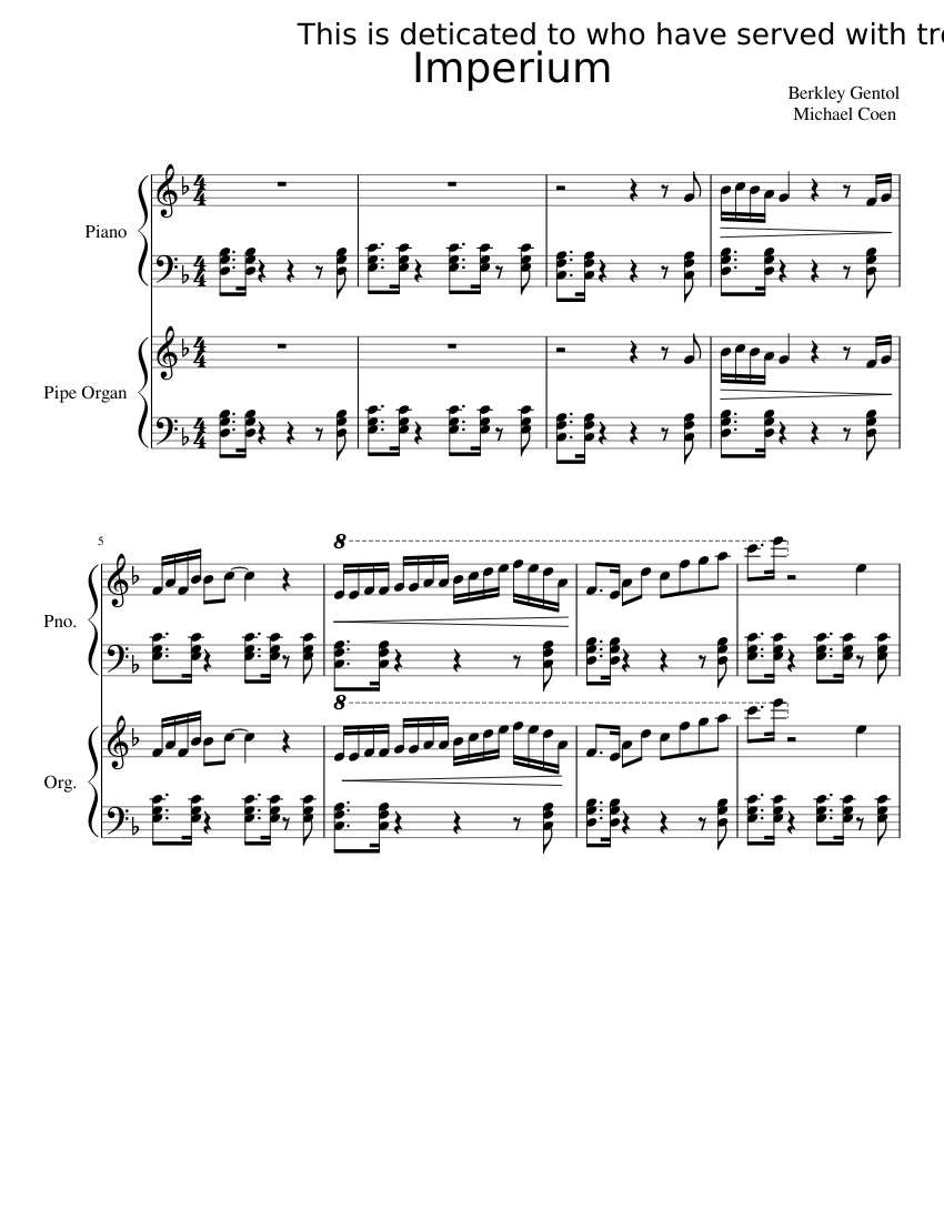 Imperium Unfinished Sheet music for Piano, Organ (Mixed Duet ...