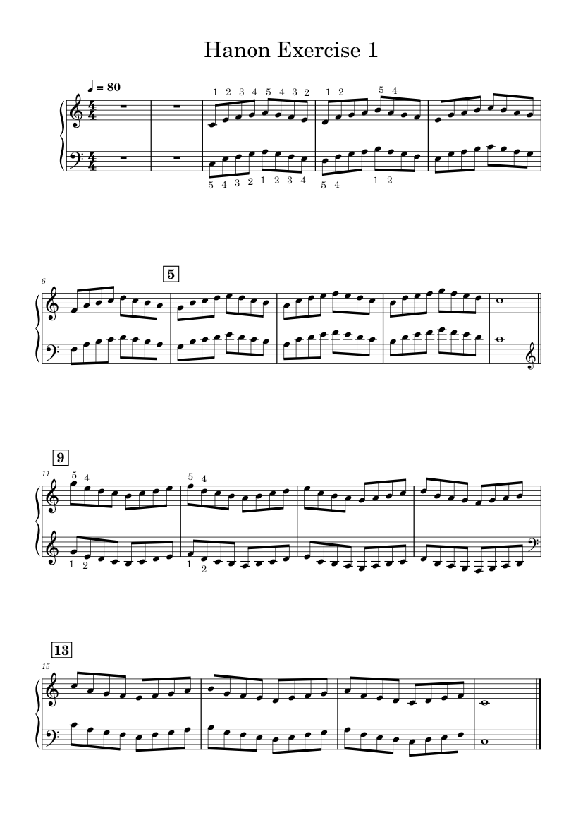 Hanon Exercise 1 Sheet music for Piano, Strings group (Solo) | Musescore.com