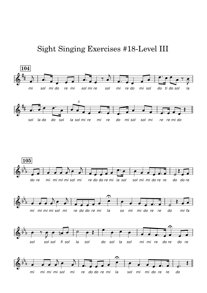 Sight Singing Exercises #18-Level III Sheet music for Vocals (Solo) | Musescore.com
