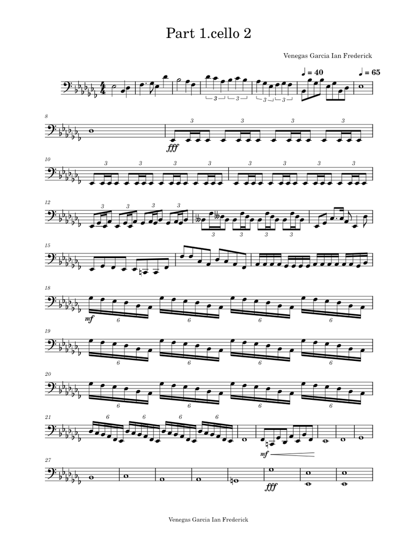 Part 1.cello 2 Sheet music for Cello (Solo) | Musescore.com
