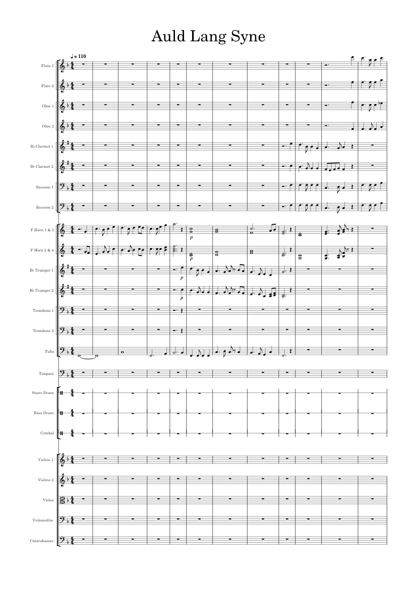 Auld lang syne – Misc Traditional Auld Lang Syne Sheet Music for Trombone, Tuba, Flute, Oboe ...