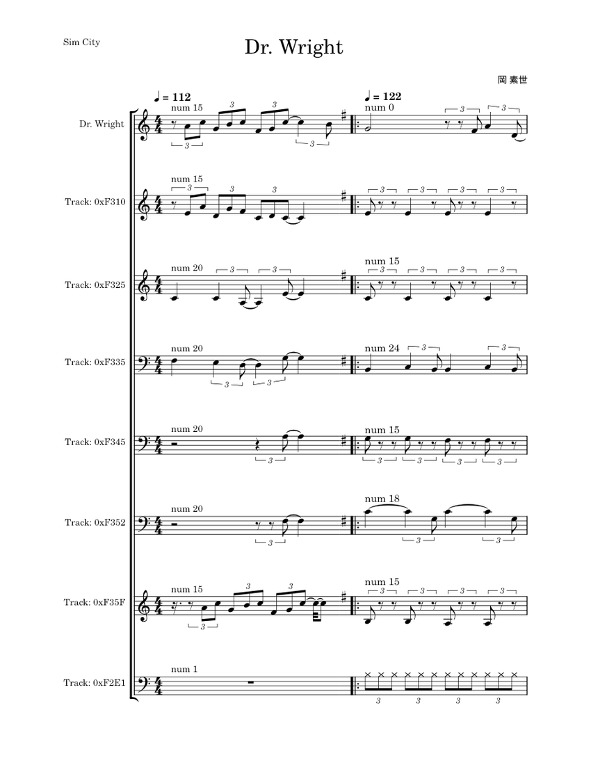 Sim City (SFC) 3 Dr. Wright Sheet music for Piano, Brass group (Mixed ...