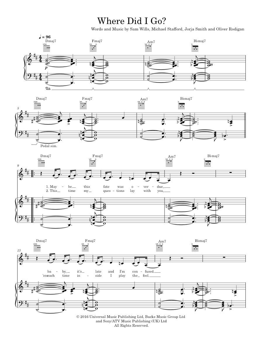 Play Official version of Where did i go Sheet Music by Jorja Smith for ...