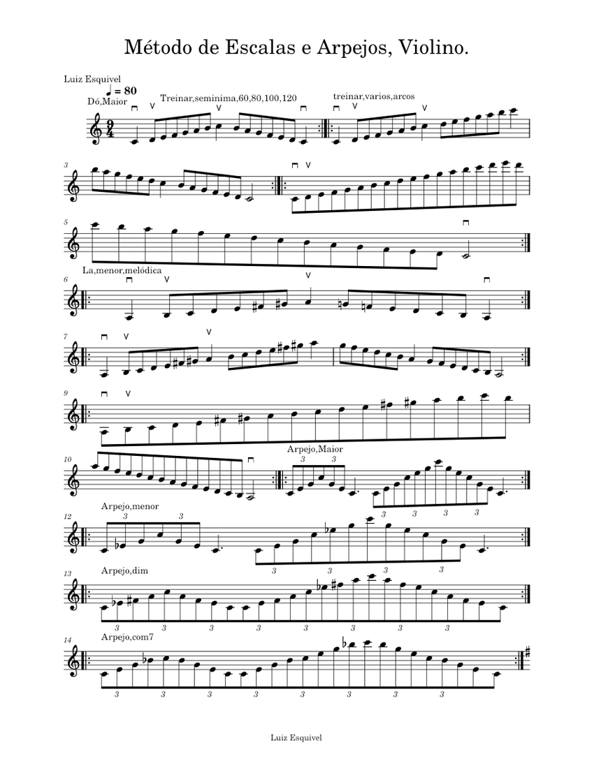Método_de_Escalas_e_Arpejos,_Violino. Sheet music for Violin (Solo) | Musescore.com