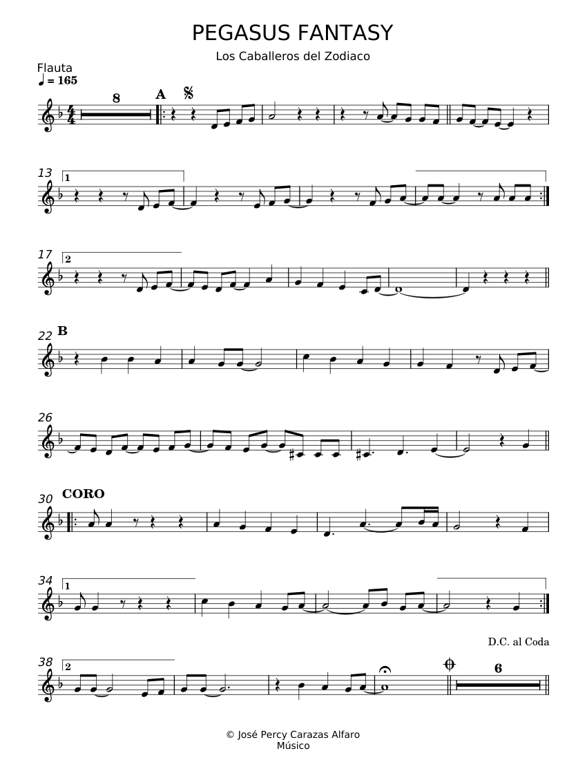 PEGASUS FANTASY Sheet Music for Flute (Solo) | MuseScore.com