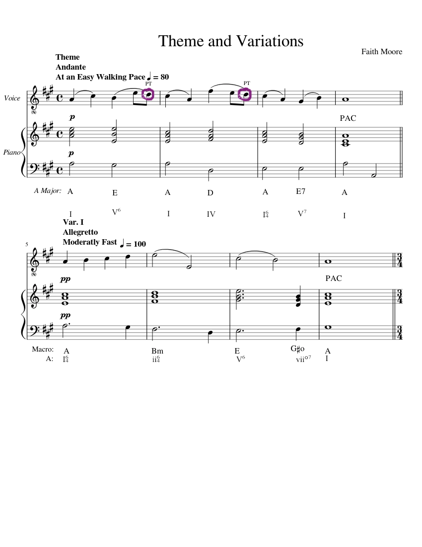 Theme and Variations 2.0 Sheet music for Piano, Vocals (Piano-Voice ...