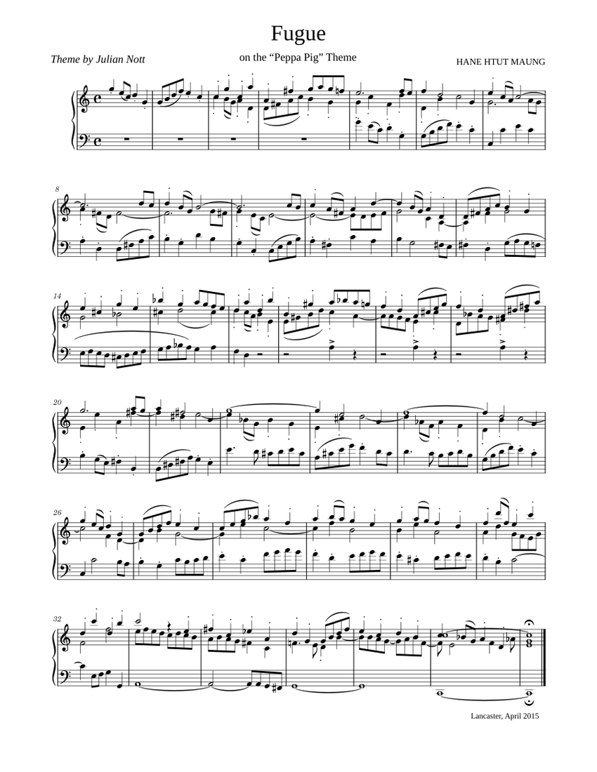 Fugue on the “Peppa Pig” Theme Sheet music for Piano (Solo) | Musescore.com