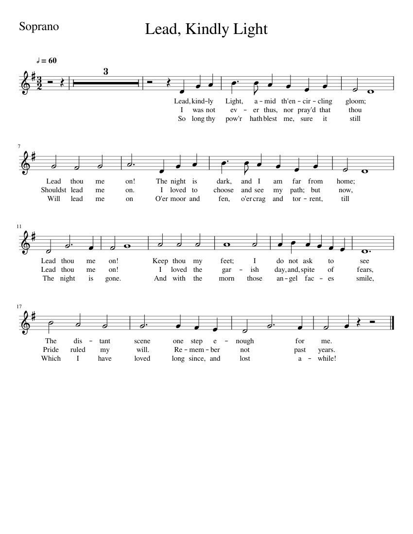 Lead, Kindly Light (Soprano) Sheet music for Soprano (Solo) | Musescore.com