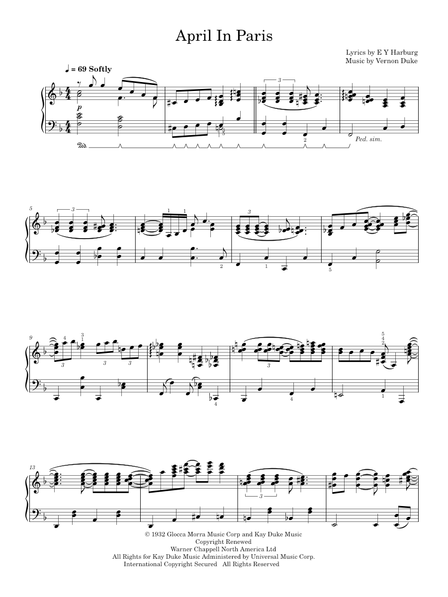 April In Paris Sheet music for Piano by Ella Fitzgerald Official ...