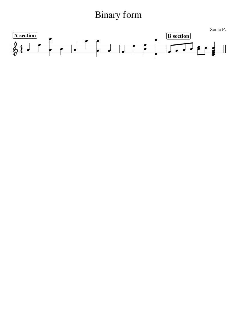 Binary form Sheet music for Piano (Solo) | Musescore.com