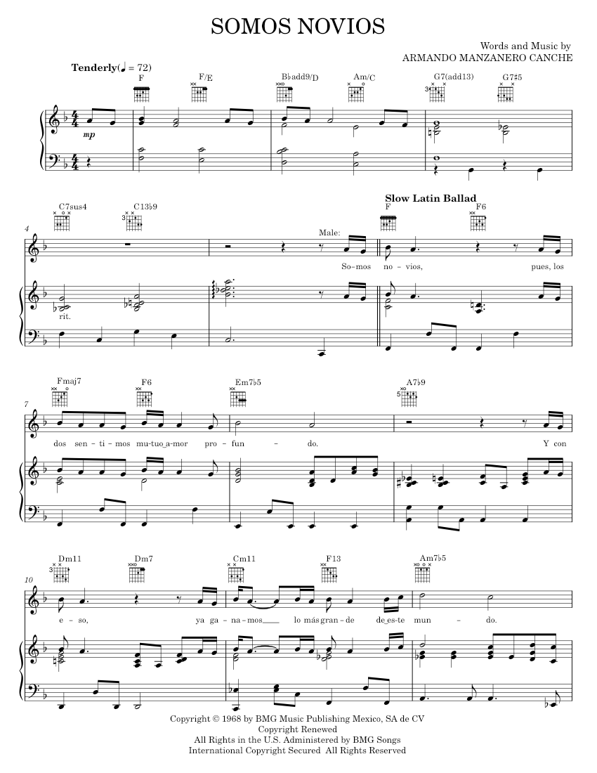 Somos Novios (duet with Christina Aguilera) Sheet music for Piano ...