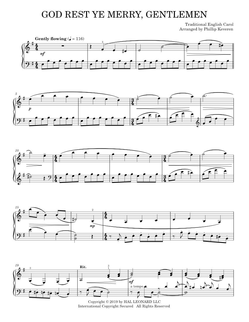 god rest ye merry gentlemen Sheet music for Piano by Misc Christmas ...
