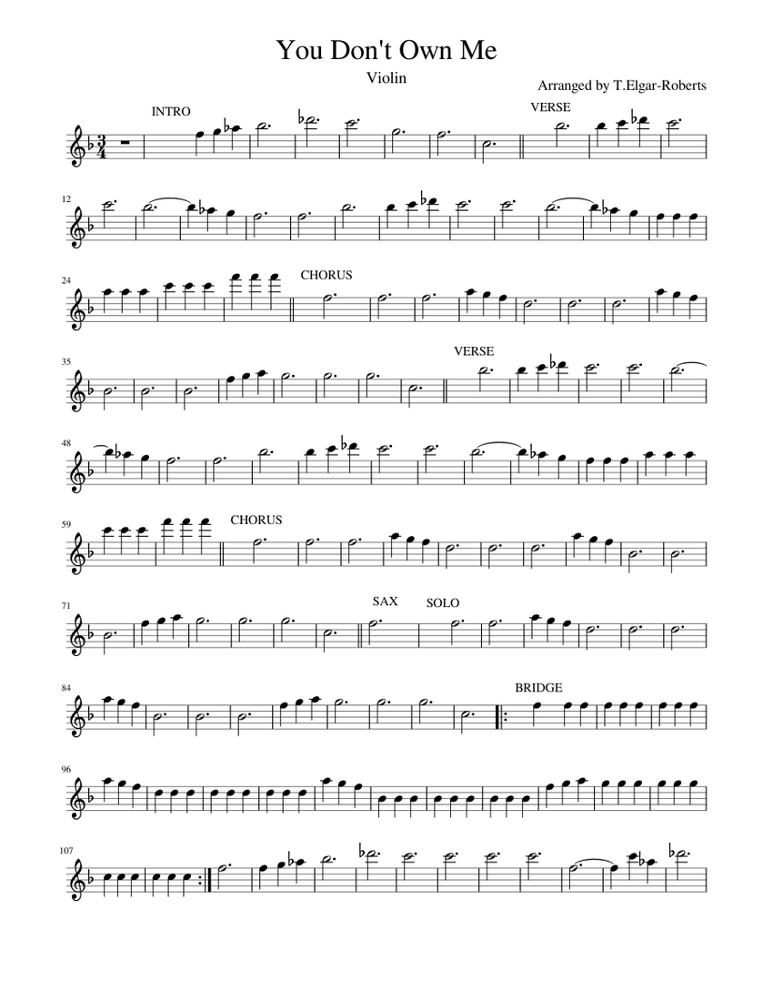 You Don't Own Me - Violin Sheet music for Piano (Solo) | Musescore.com