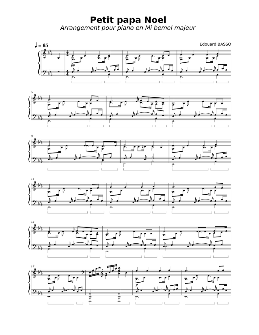 Petit papa noël Sheet music for Piano (Solo) | Musescore.com