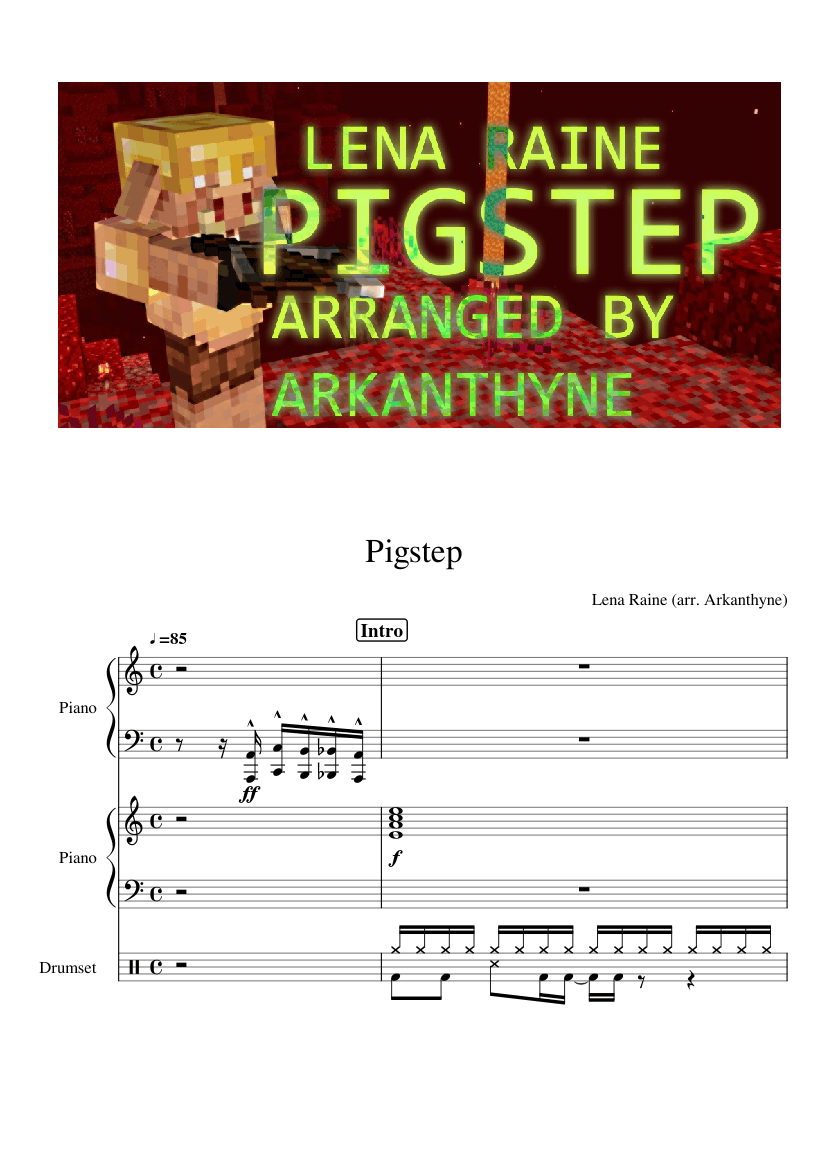 Pigstep by Lena Raine (from Minecraft) Sheet music for Piano, Drum ...