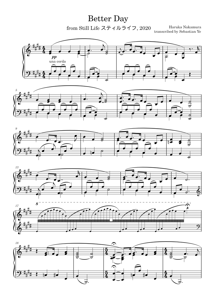 Better Day Haruka Nakamura Sheet Music For Piano Solo Musescore Better Day Haruka Nakamura Sheet Music For Piano Solo Musescore