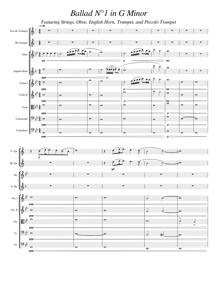 Ballad N°1 in G Minor Sheet music for Trumpet piccolo, Oboe, Trumpet in ...