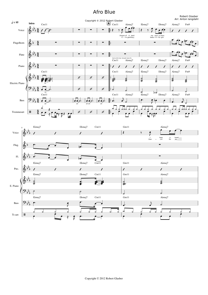 Afro blue Sheet music for Piano, Vocals, Flugelhorn, Flute & more ...