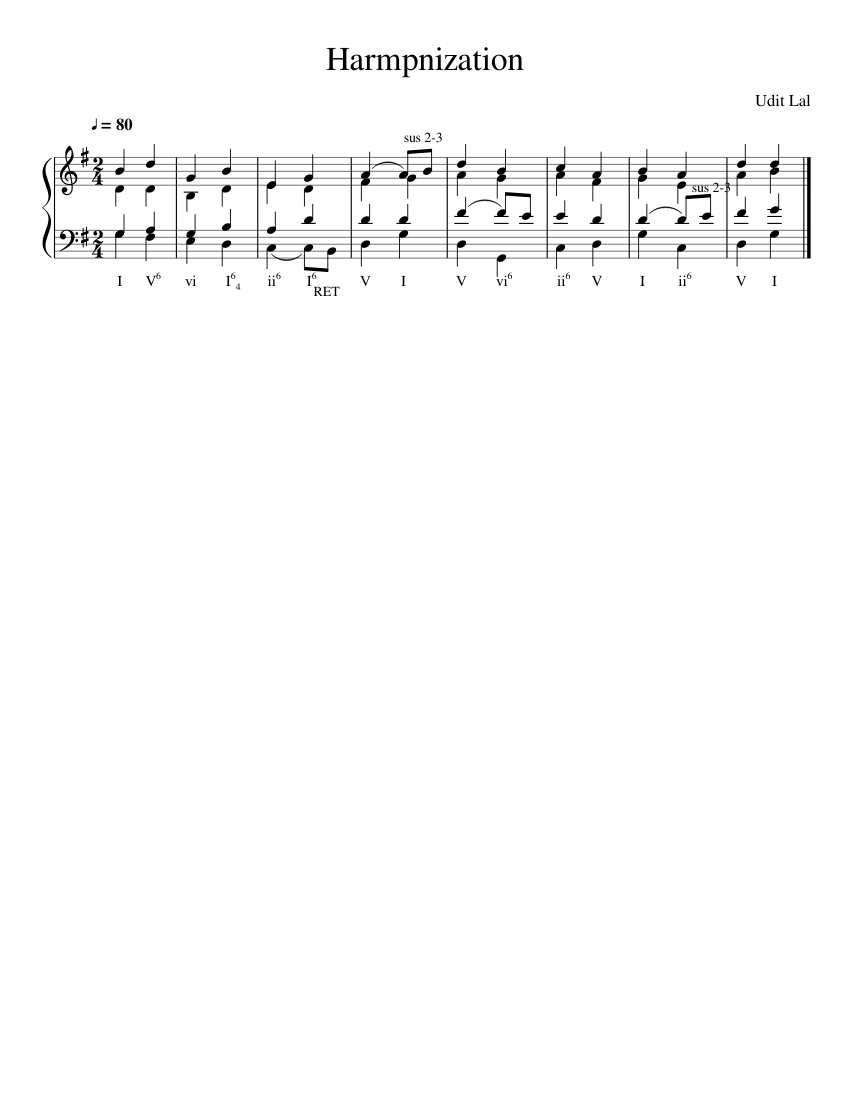 Harmpnization sus Sheet music for Piano (Solo) Easy | Musescore.com