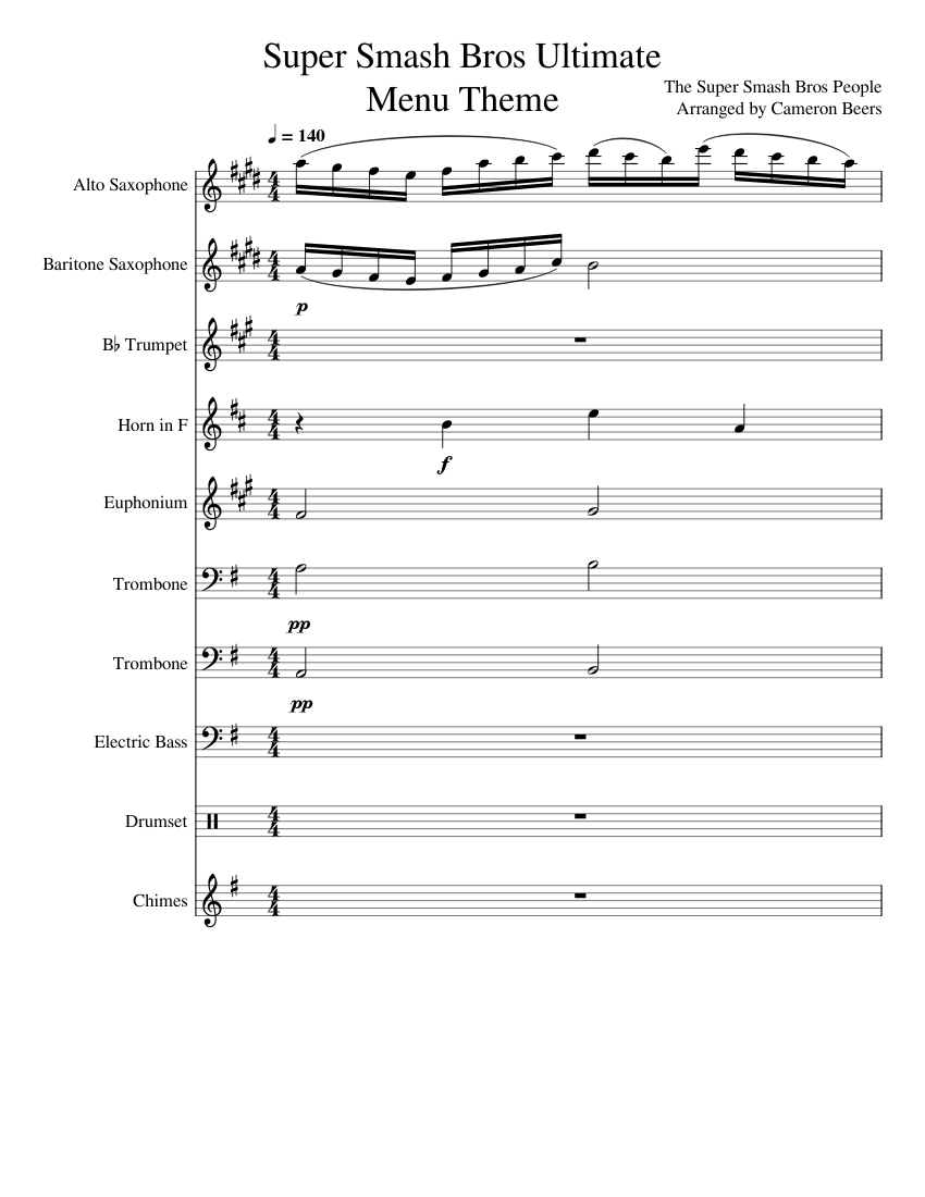 Super Smash Bros Ultimate Menu Theme Sheet music for Trombone ...
