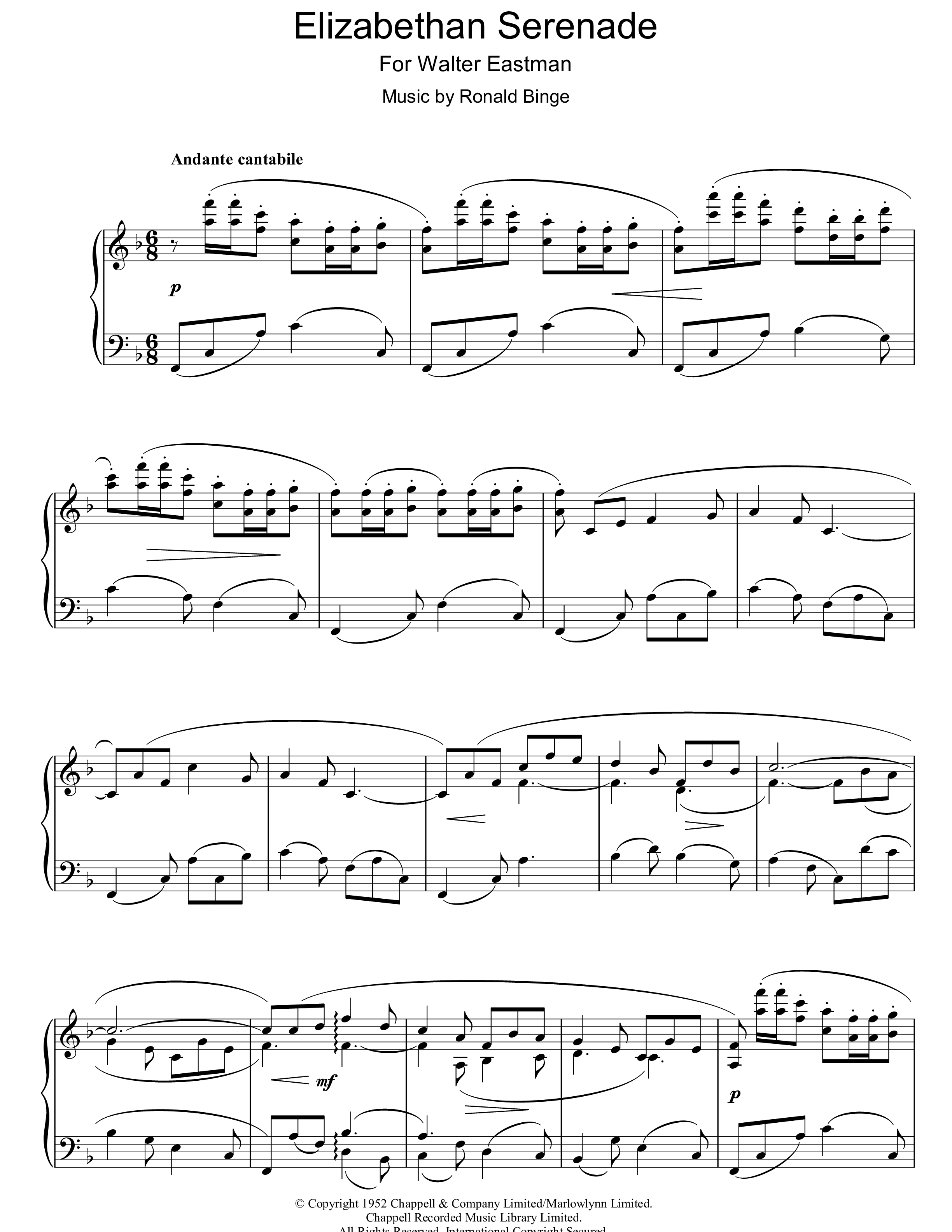 Elizabethan Serenade Sheet music for Piano, Vocals by Ronald Binge Official | MuseScore.com