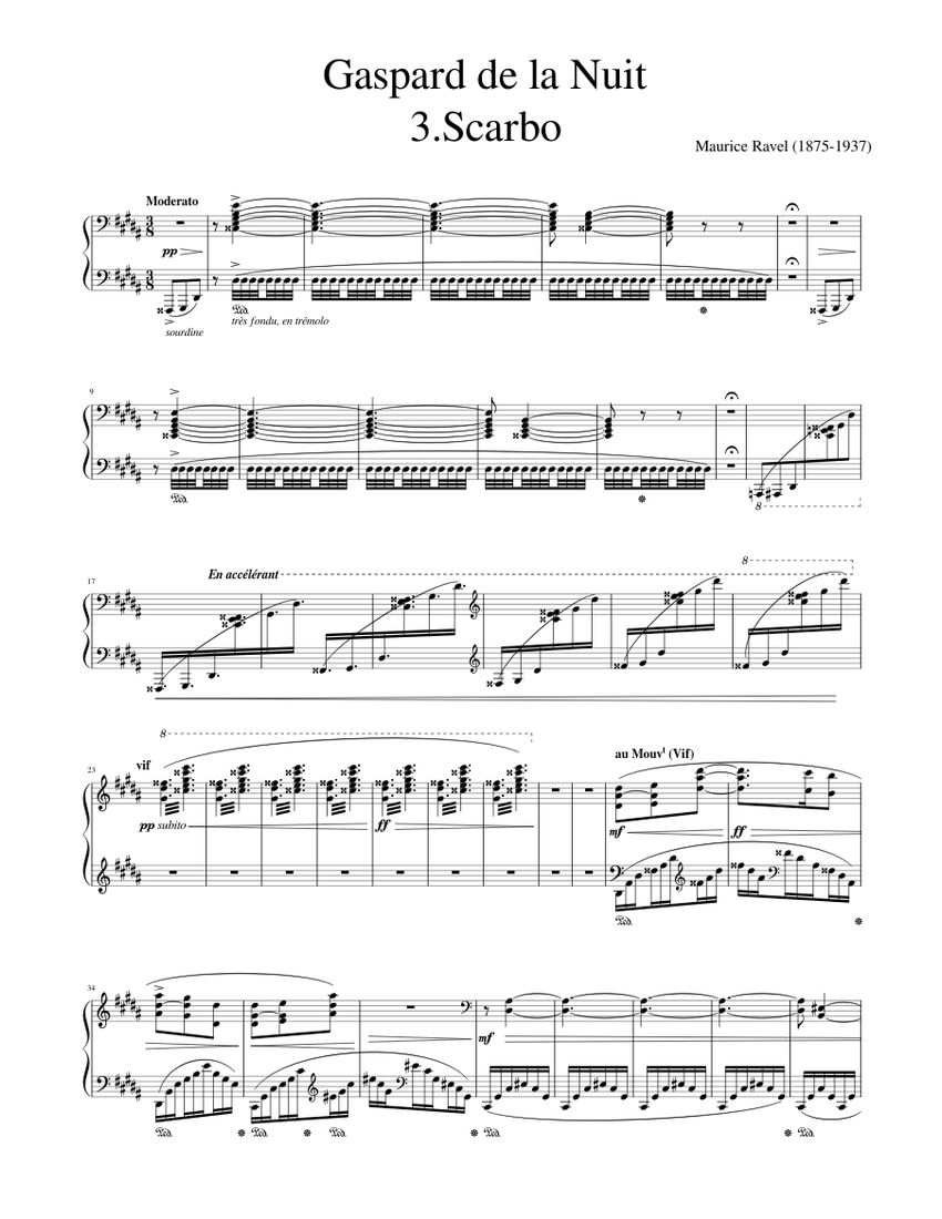 Gaspard de la nuit No.3 Scarbo – Maurice Ravel Sheet music for Piano ...