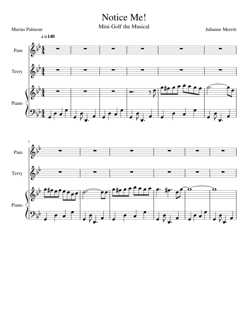 Notice Me! Sheet music for Piano, Vocals (Mixed Trio) | Musescore.com