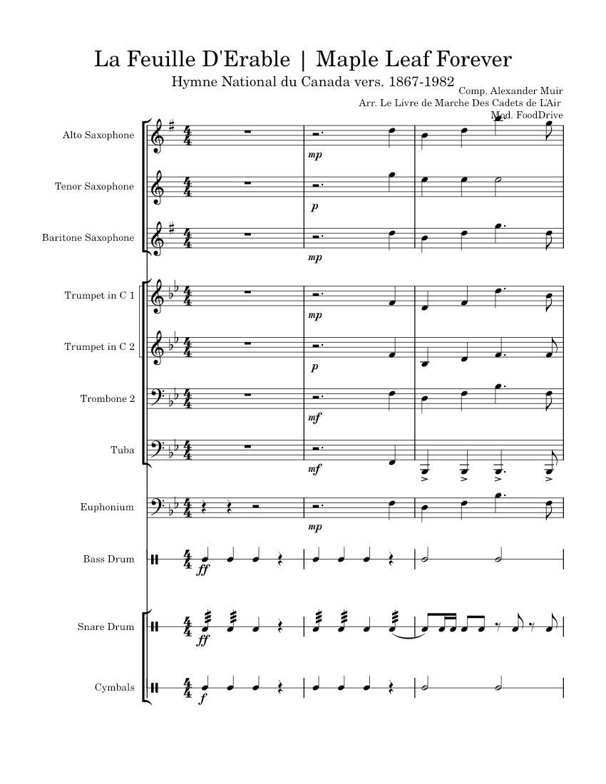 The maple leaf forever – Alexander Muir La Feuille D'Erable Sheet music ...