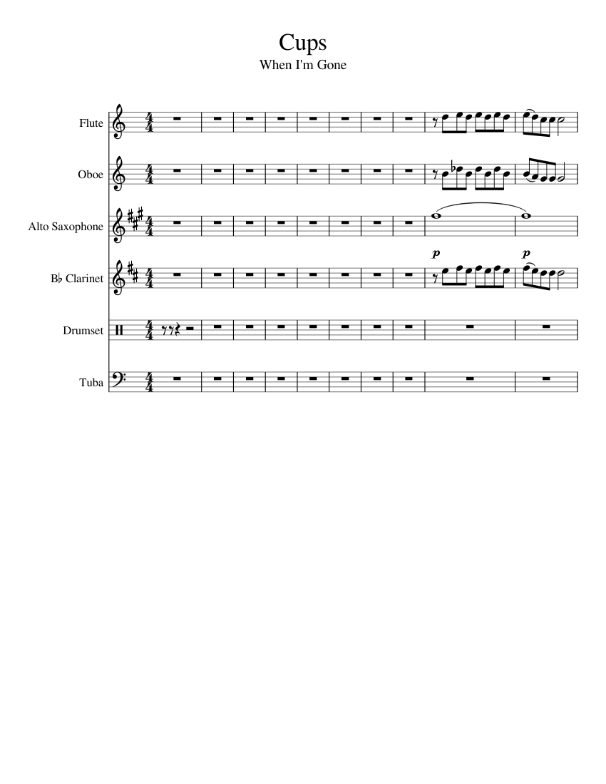 Becca Cups Sheet music for Tuba, Flute, Oboe, Clarinet in b-flat & more ...