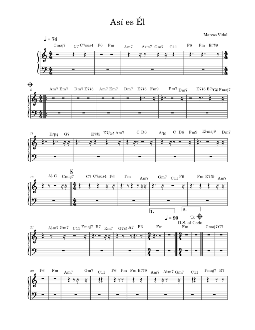 Así es Él – Marcos Vidal Así_es_Él Sheet music for Piano (Solo) Easy ...