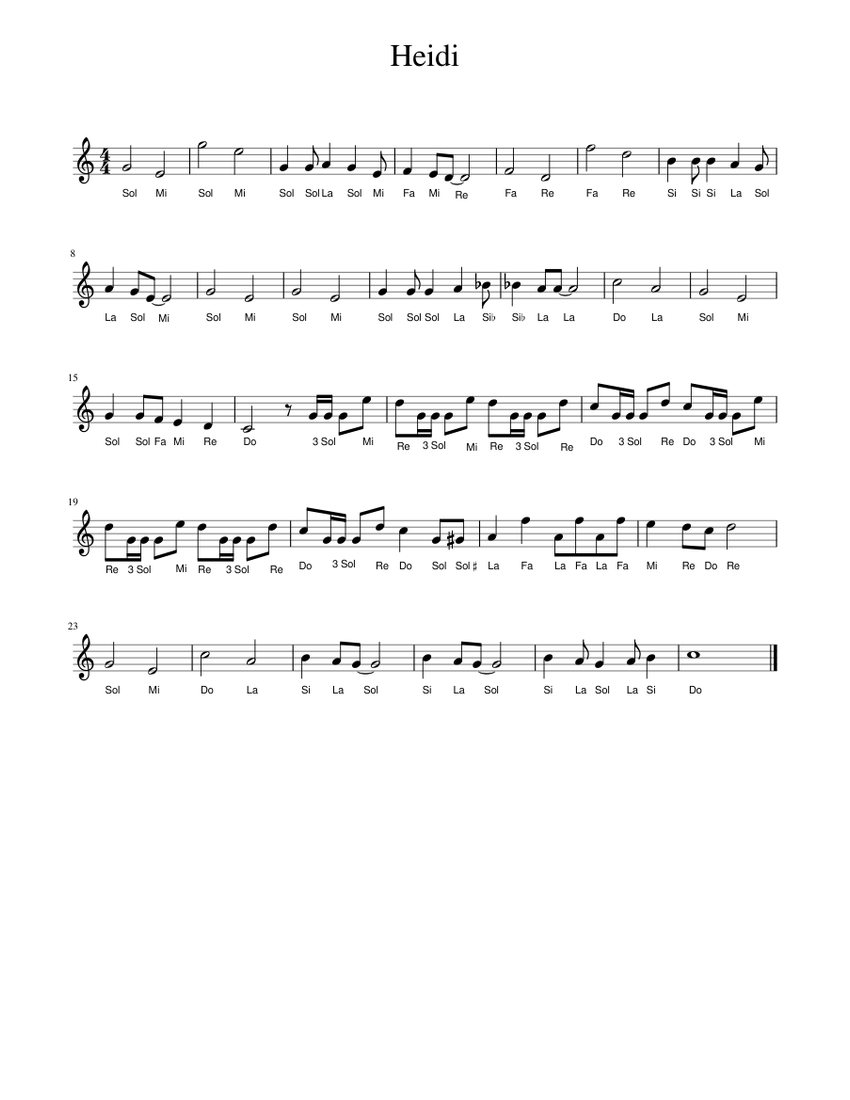 Heidi Sheet music for Piano (Solo) | Musescore.com