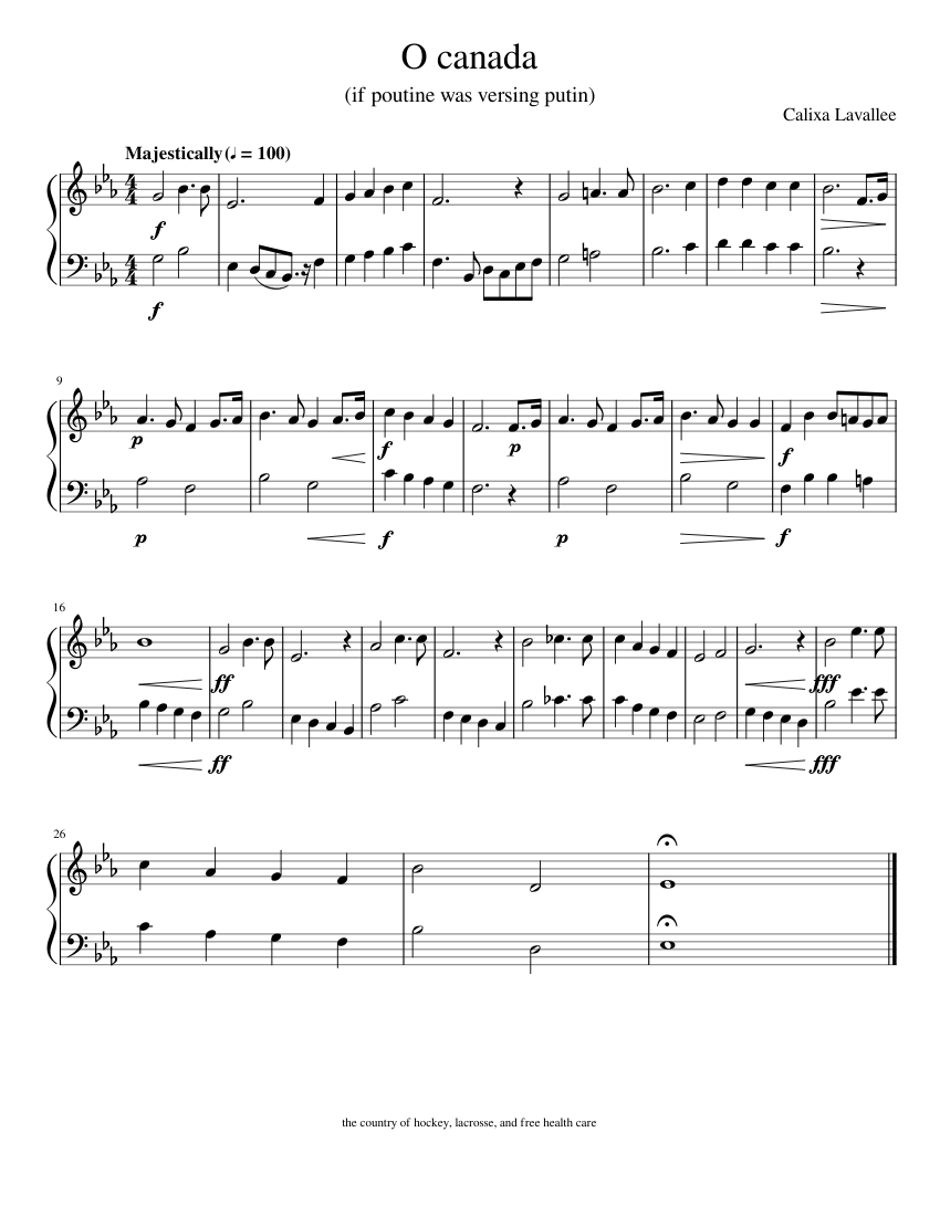 O canada Sheet music for Piano (Solo) Easy | Musescore.com