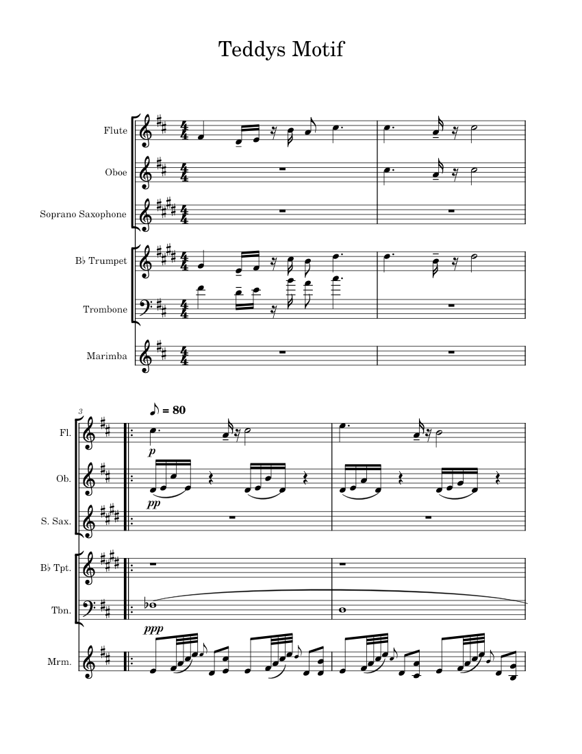 Teddys Motif – Saphaun Clark Teddys Motif Sheet music for Trombone ...