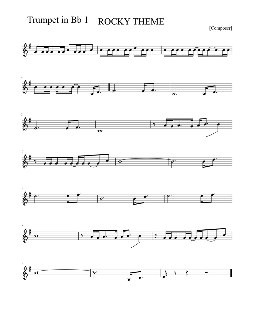 The Rocky Theme Bb Trumpet Part 1 Sheet music for Cornet (Solo ...