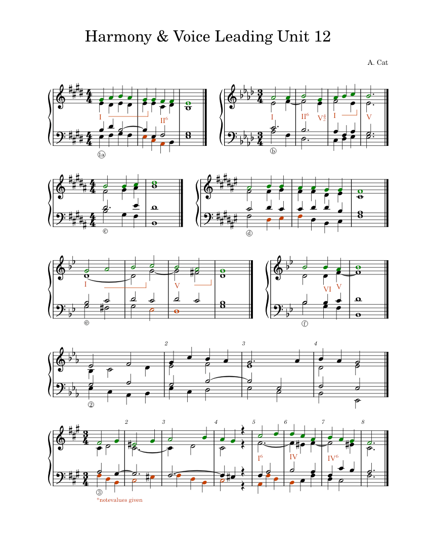 Harmony & Voice Leading Unit 12 Exercises Sheet music for Organ (Solo ...