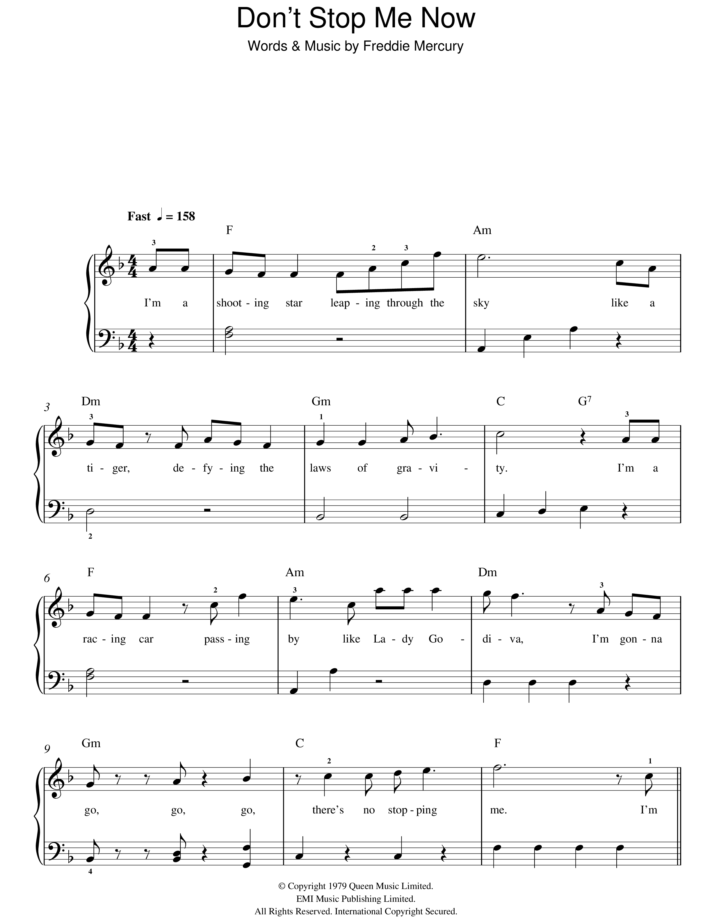 Play Official version of Don't Stop Me Now sheet music by Queen for ...
