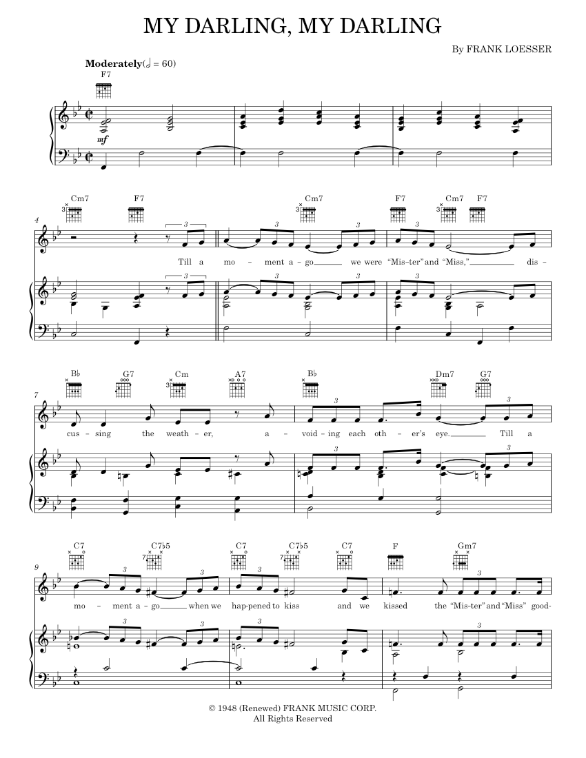 Play Official version of My Darling, My Darling sheet music by Frank ...