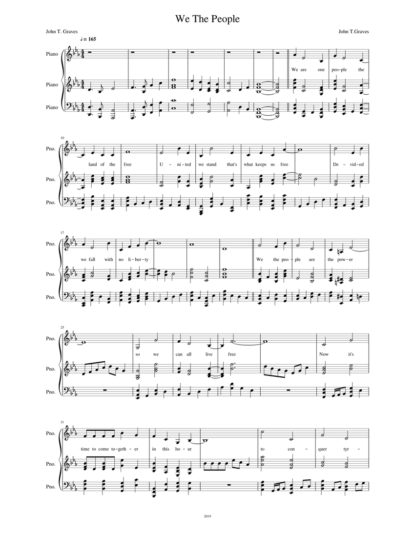 We The People Sheet music for Piano (Mixed Trio) | Musescore.com
