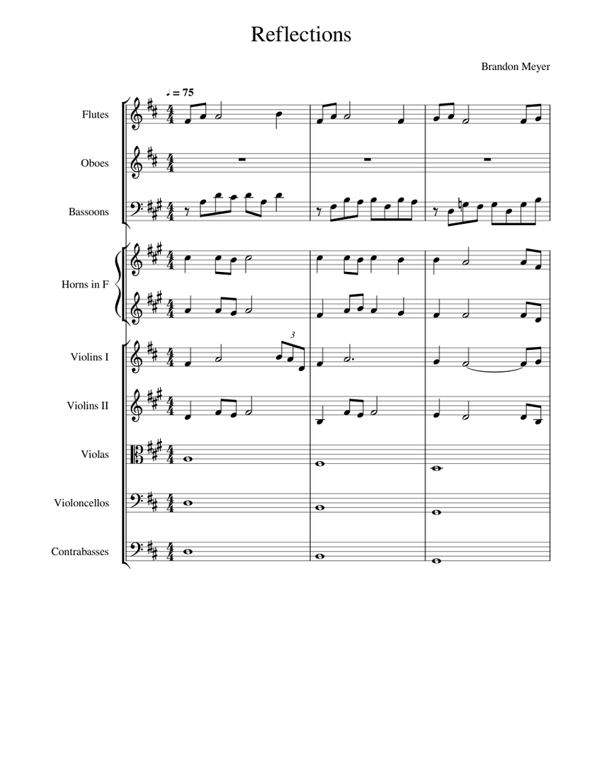 Reflections Sheet music for Flute, Oboe, Bassoon, French horn & more ...