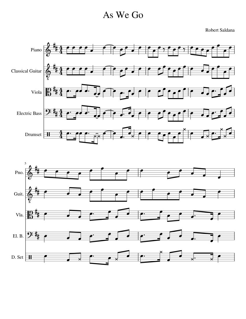 AS We Go Sheet music for Piano, Viola, Guitar, Bass guitar & more ...