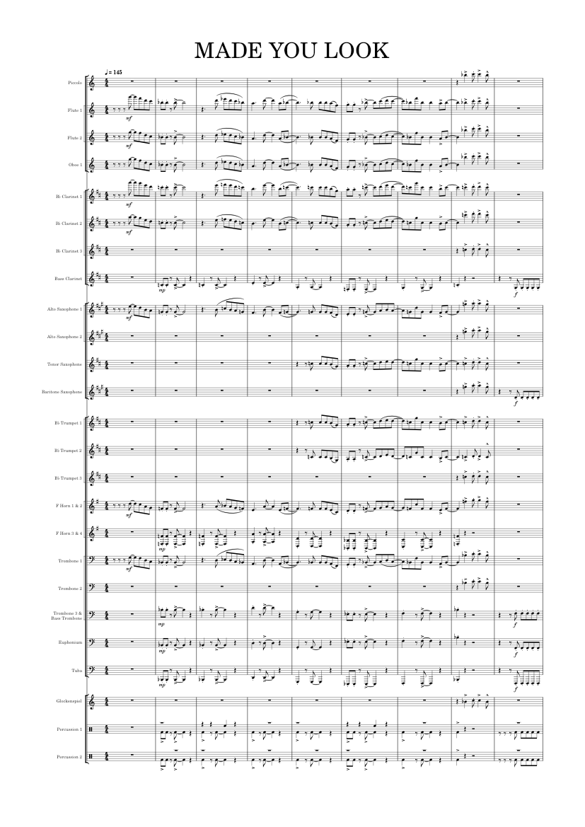 MADE YOU LOOK Sheet music for Trombone, Euphonium, Tuba, Flute piccolo ...