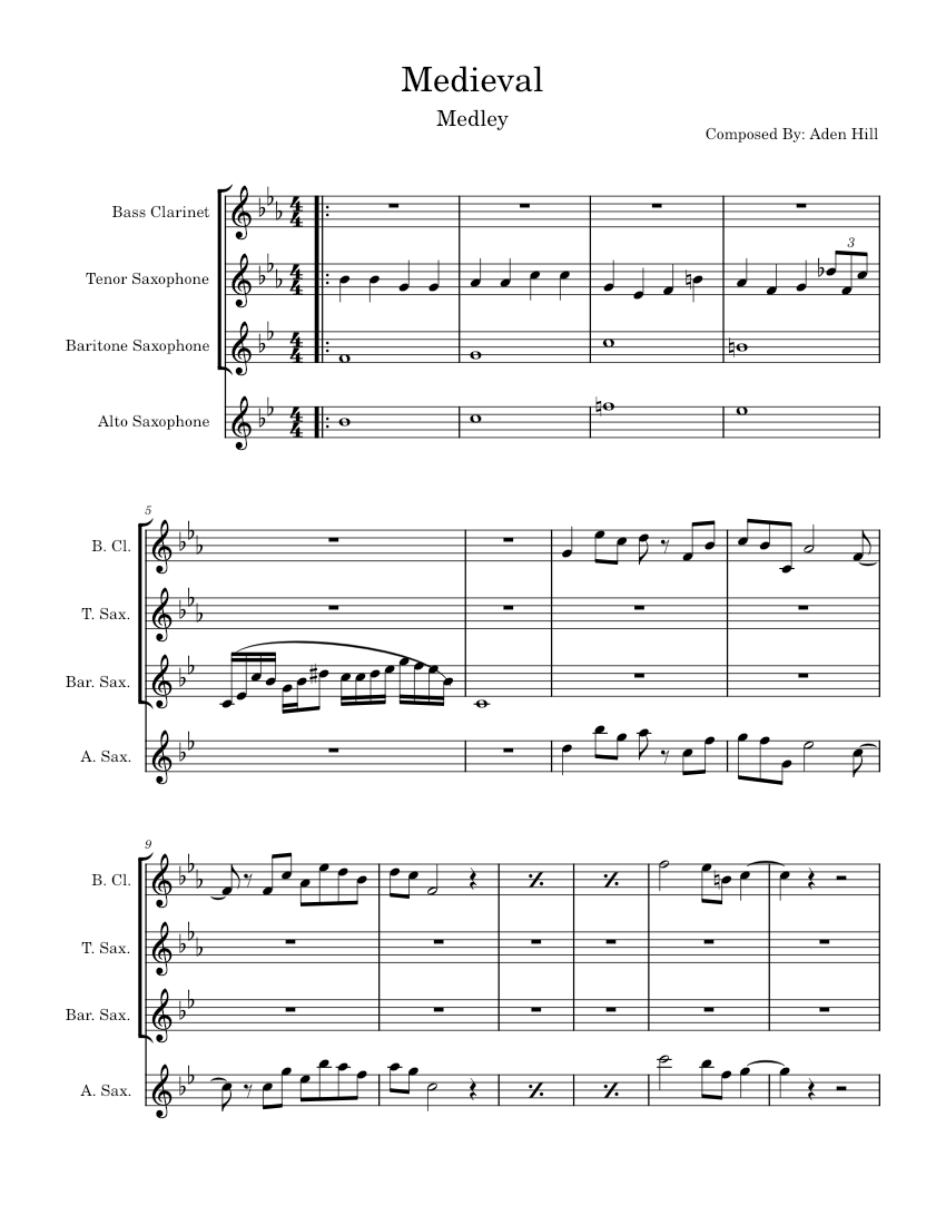 Medieval Medley - Aden Hill Sheet music for Saxophone alto, Saxophone ...